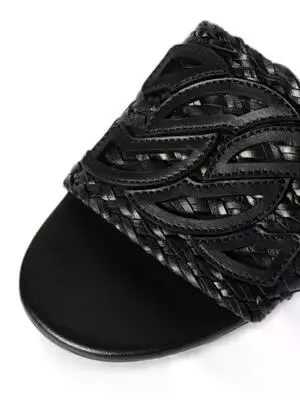 Casadei Ischia Woven Leather Sandals - Black