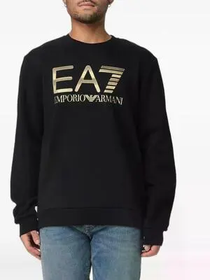 EA7 Logo Print Cotton Sweatshirt