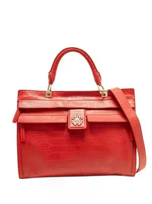 Roberto Cavalli Croc-embossed Leather Tote Bag