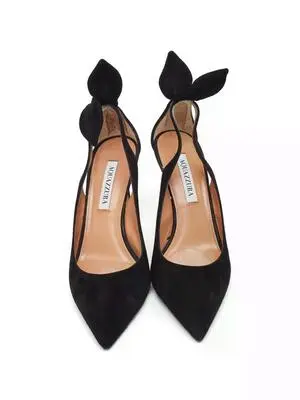 AQUAZZURA Leather Bow Detail Stiletto Pumps