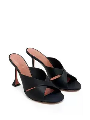 Amina Muaddi Salma Criss-cross Satin Mules - Black