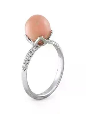 LB EXCLUSIVE Conch Pearl And Diamond Ring In 18k White Gold - Silver