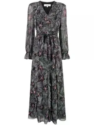 Diane Von Furstenberg Geometric Print V-neck Midi Dress