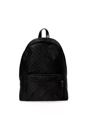 Emporio Armani All-over Logo Print Backpack - Black