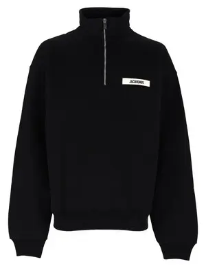 Jacquemus Felpa Con Logo E Zip - Black
