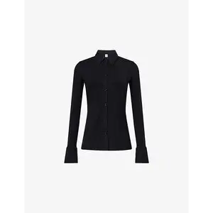 TOTEME Classic Collar Long Sleeve Stretch Jersey Shirt