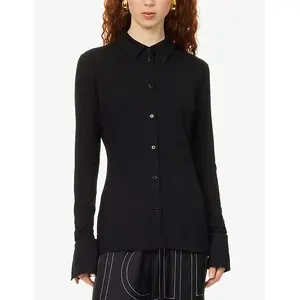 TOTEME Classic Collar Long Sleeve Stretch Jersey Shirt