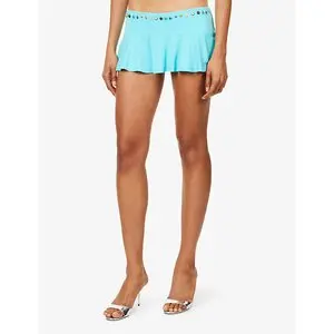 JADED LONDON Stud-embellished Jersey Mini Skort