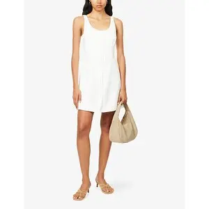 Theory Scoop Neck Button-up Linen Mini Dress