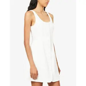 Theory Scoop Neck Button-up Linen Mini Dress