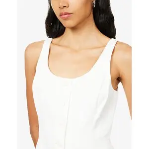 Theory Scoop Neck Button-up Linen Mini Dress