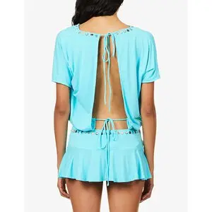 JADED LONDON Studded Open-back Jersey Top