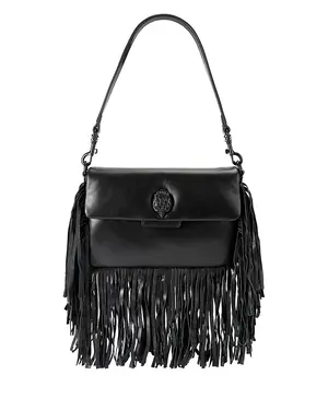 Kurt Geiger Oxford Fringe Small Leather Shoulder Bag - Black