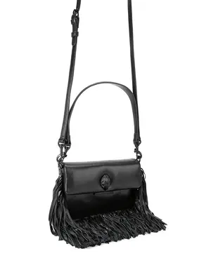 Kurt Geiger Oxford Fringe Small Leather Shoulder Bag - Black