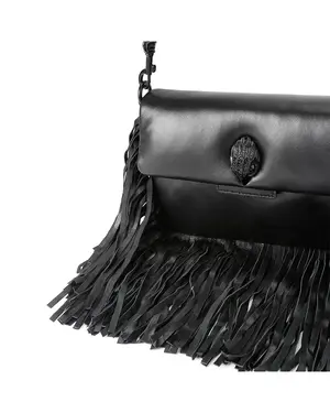 Kurt Geiger Oxford Fringe Small Leather Shoulder Bag - Black