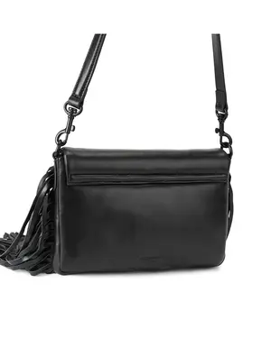 Kurt Geiger Oxford Fringe Small Leather Shoulder Bag - Black
