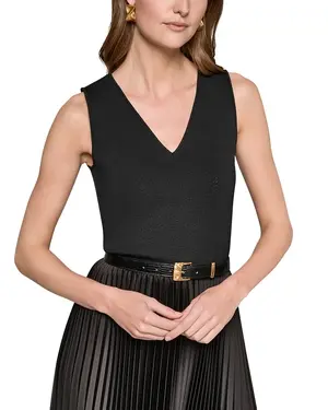 Donna Karan New York Mixed Media Pleated Midi Dress