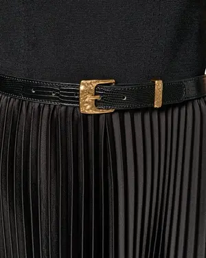 Donna Karan New York Mixed Media Pleated Midi Dress