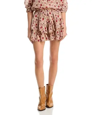 Isabel Marant Étoile Jocadia Tiered Printed Mini Skirt - Ecru/raspberry