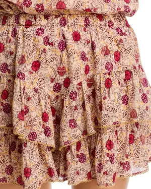 Isabel Marant Étoile Jocadia Tiered Ruffle Skirt - Ecru/raspberry