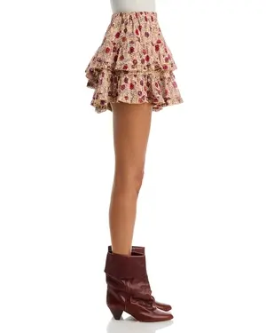 Isabel Marant Étoile Jocadia Tiered Ruffle Skirt - Ecru/raspberry
