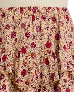 Isabel Marant Étoile Jocadia Tiered Ruffle Skirt - Ecru/raspberry
