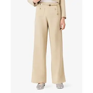 Maje Chain-belt Wide-leg Trousers - Beige