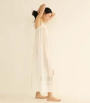DÔEN Elarie Dress In Organic Cotton Voile With Embroidery And Lace