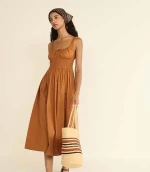 DÔEN Quilla Dress Sleeveless Organic Cotton Poplin Midi Dress