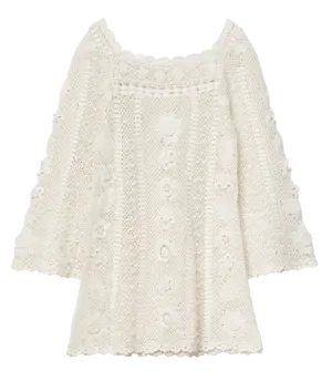 DÔEN Remiette Crochet Mini Dress With Bell Sleeves