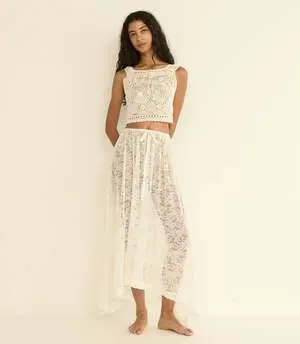 DÔEN Theresa Hand-crocheted Heirloom Top With Square Neckline And Open Back
