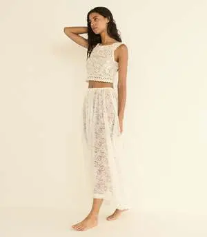 DÔEN Theresa Hand-crocheted Heirloom Top With Square Neckline And Open Back