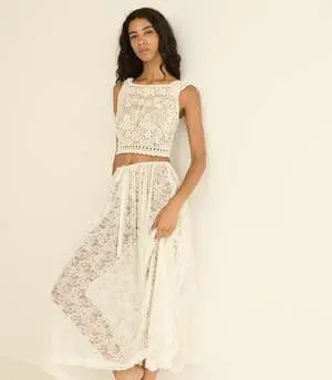 DÔEN Theresa Hand-crocheted Heirloom Top With Square Neckline And Open Back