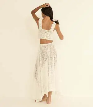 DÔEN Theresa Hand-crocheted Heirloom Top With Square Neckline And Open Back