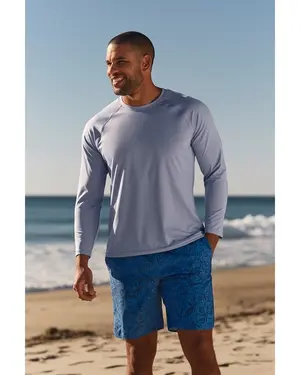 FAIR HARBOR Anchor Long Sleeve Rashguard - Light Blue
