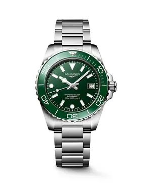 LONGINES Hydroconquest Watch, 39mm - Silver/green