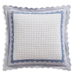 PERI HOME Gingham Scallop Decorative Pillow, 20 X 20 - Blue