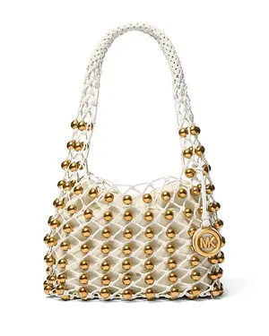 Michael Kors Gwen Small Woven Hobo Bag Eggshell