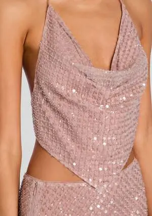 Retrofete Bethely Sequin Halter Top