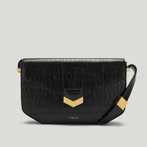 DEMELLIER The London In Leather Crossbody Bag - Black Croc-effect