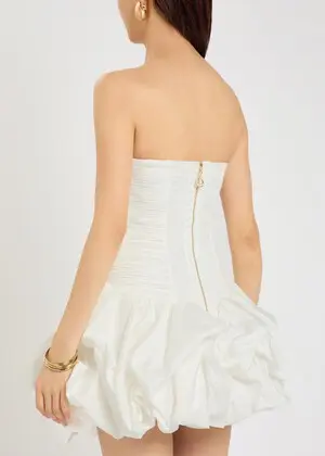Aje Violette Bubble Gathered Cotton Strapless Mini Dress