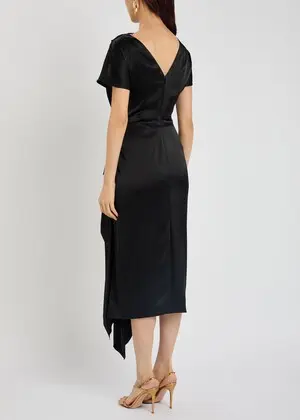 ROKSANDA Zoa Asymmetric Draped Midi Dress - Black