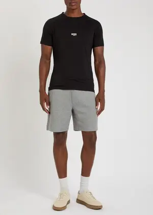 BOSS Logo Embroidered Waffle Cotton-blend Shorts