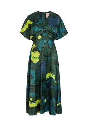 ROKSANDA Sadee Printed Satin Midi Dress - Multicoloured