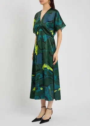 ROKSANDA Sadee Printed Satin Midi Dress - Multicoloured