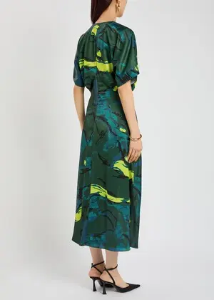 ROKSANDA Sadee Printed Satin Midi Dress - Multicoloured