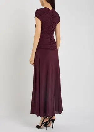 Tove Avita Ruched Stretch-jersey Midi Dress - Dark Red