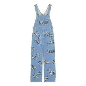Gucci Cotton Denim Overall With Fuori Print - Blue