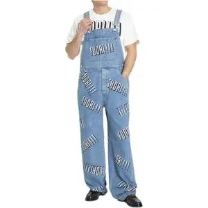 Gucci Cotton Denim Overall With Fuori Print - Blue