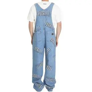 Gucci Cotton Denim Overall With Fuori Print - Blue